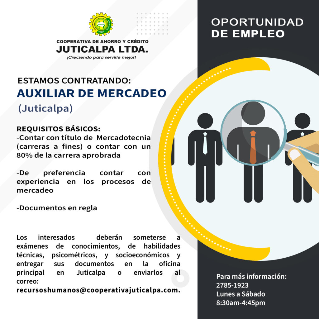 Oportunidad de Empleo – Cooperativa Juticalpa