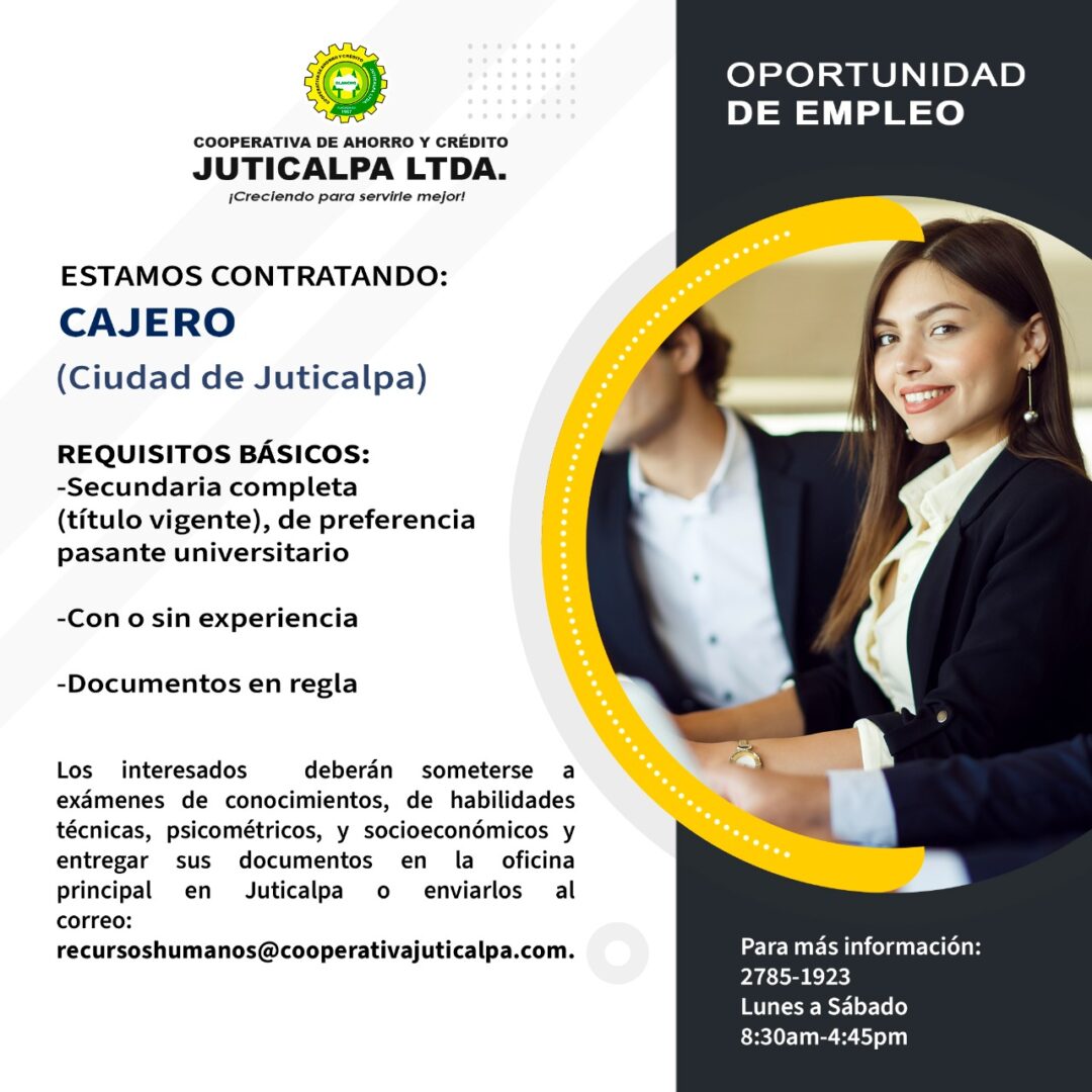 Oportunidad de Empleo – Cooperativa Juticalpa