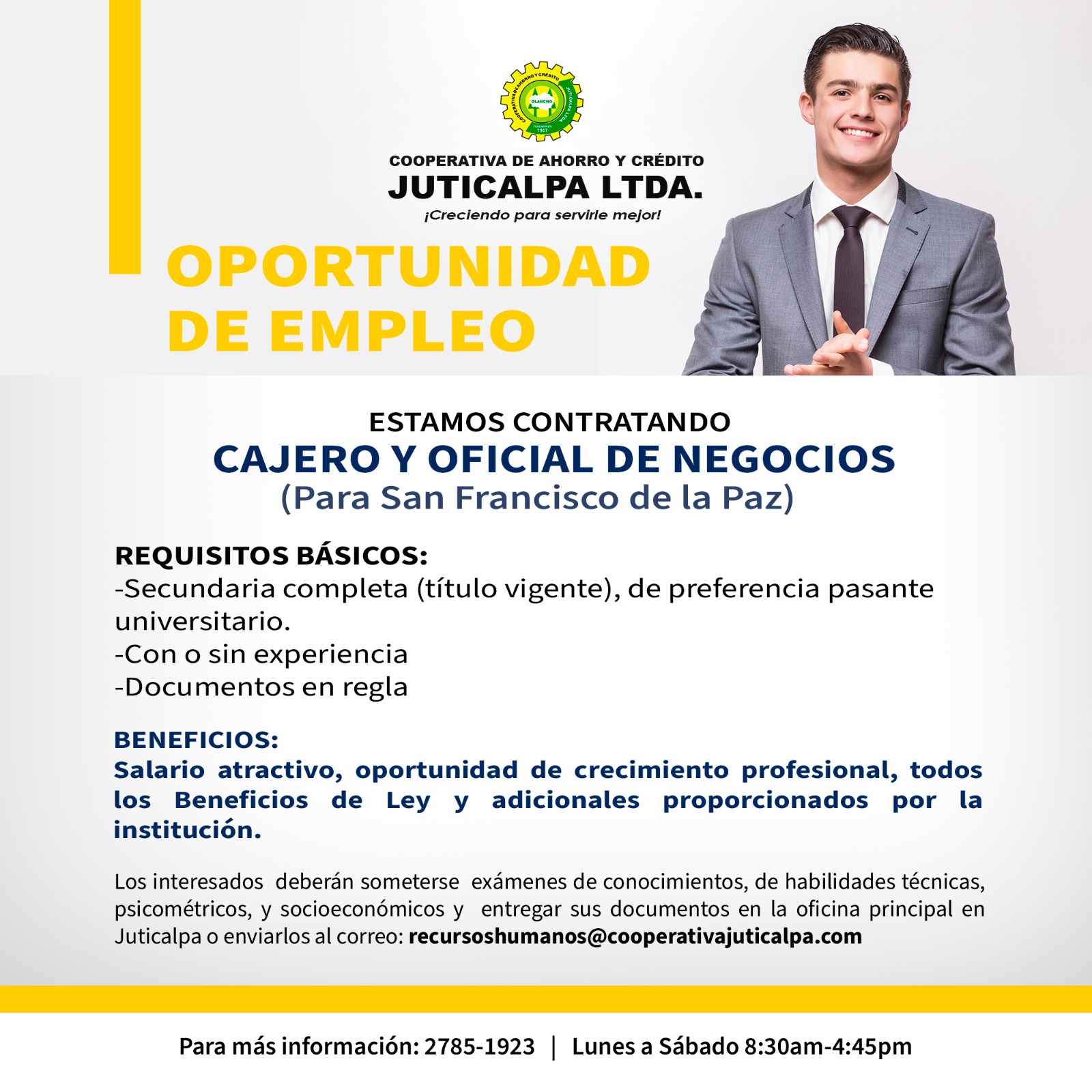 Oportunidad de Empleo – Cooperativa Juticalpa
